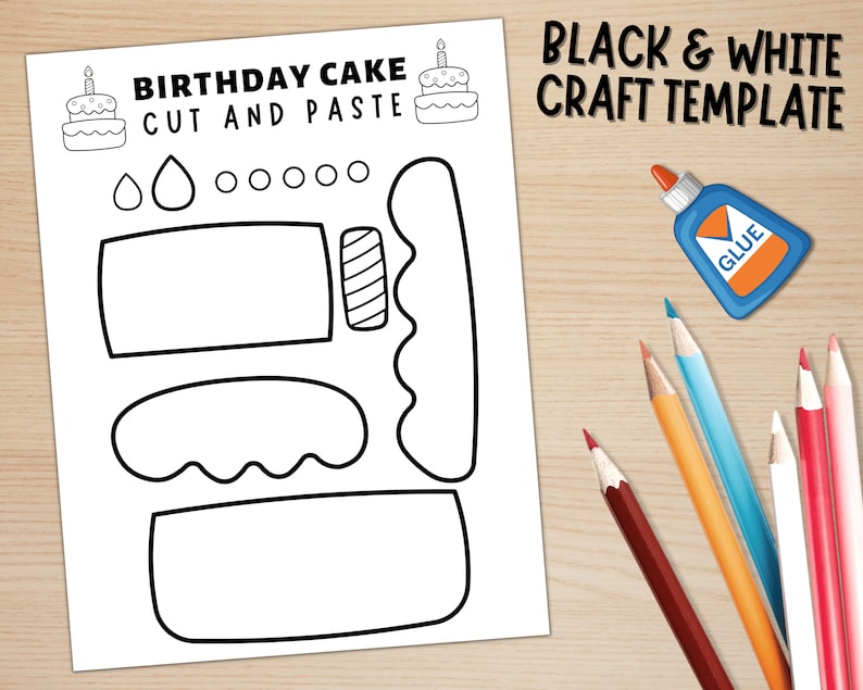 Printable Birthday Cake Craft Template for Kids | Birthday Activities ...