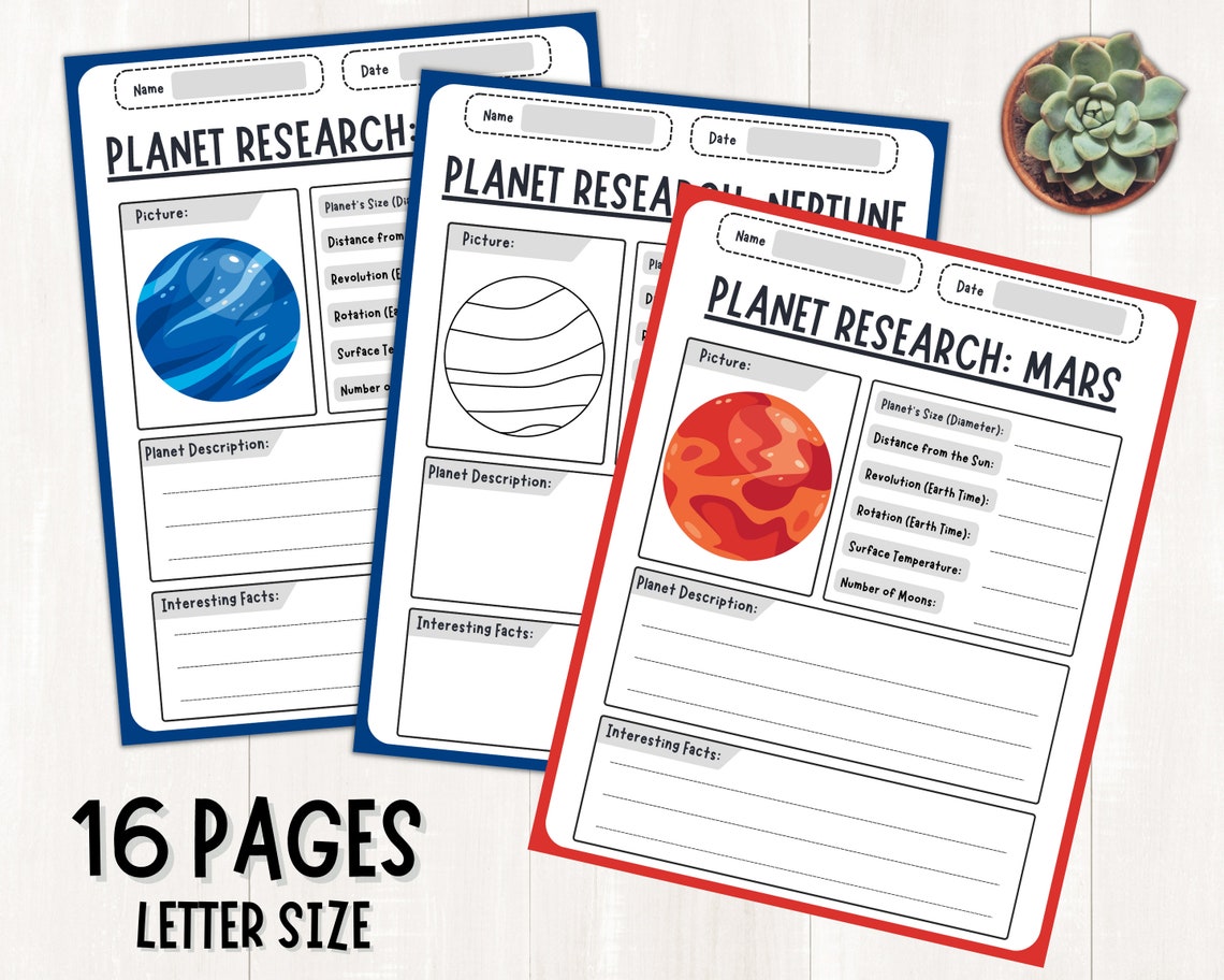 Solar System Planets Research Project Printable Templates, Planets Fact ...