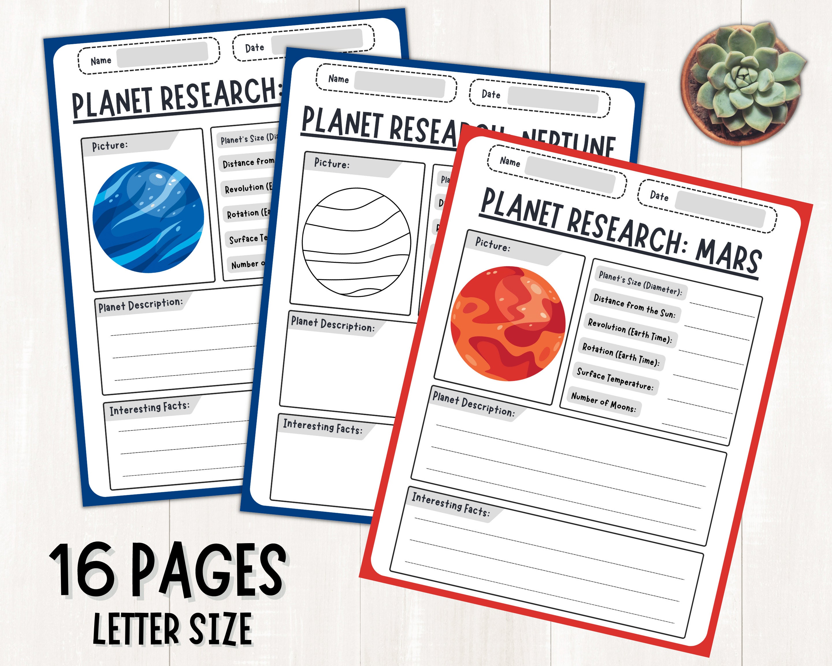 Solar System Planets Research Project Printable Templates, Planets Fact ...