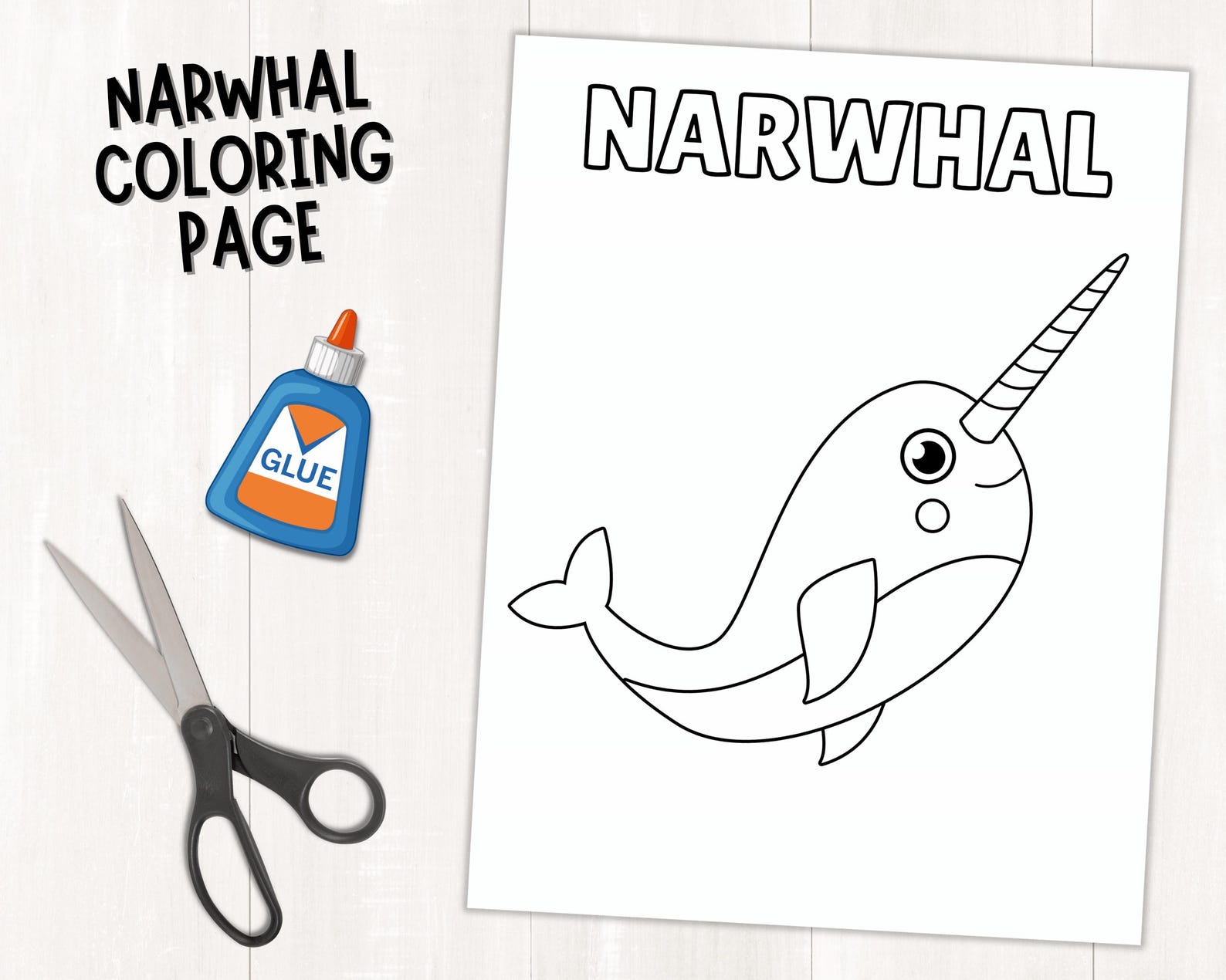 Printable Narwhal Craft for Kids | Ocean Animal Activity | Winter ...