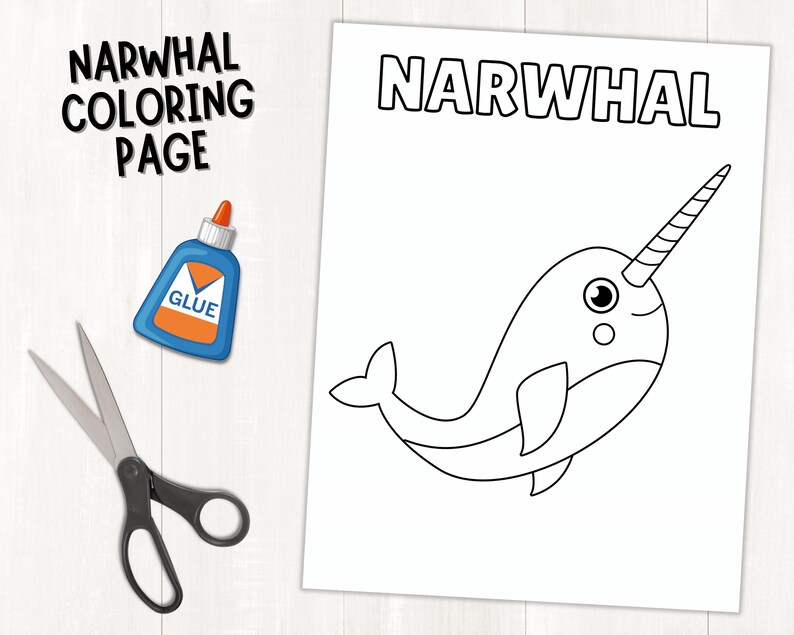 Printable Narwhal Craft for Kids | Ocean Animal Activity | Winter ...
