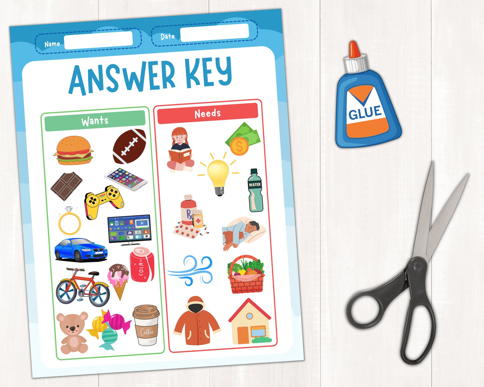 Needs Vs. Wants Sort Worksheets | Cut and Paste Activity | Needs and ...