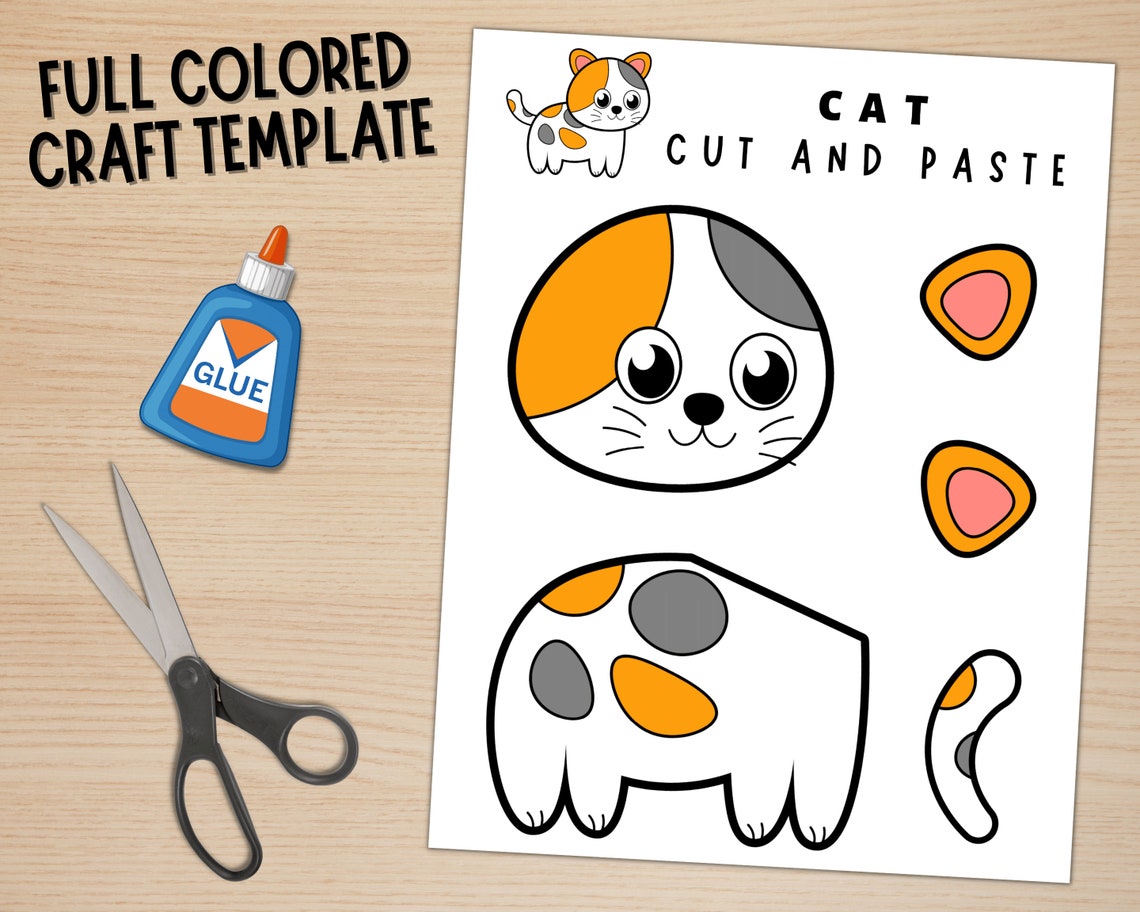 Printable Cat Craft Template | Pet Animal Craft | Farm Animal Activities | Color, Cut, and Glue ...