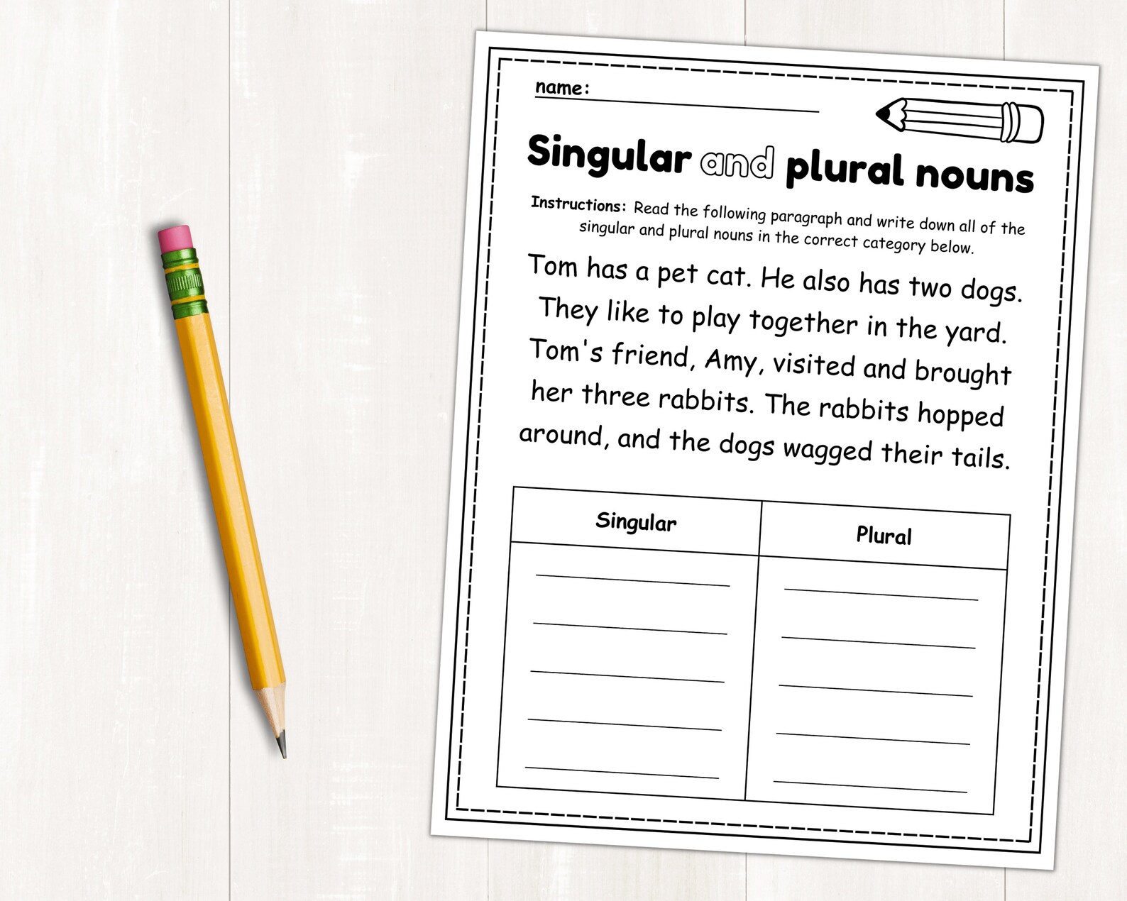 Singular and Plural Nouns Worksheets & Activities | Grammar Worksheets ...