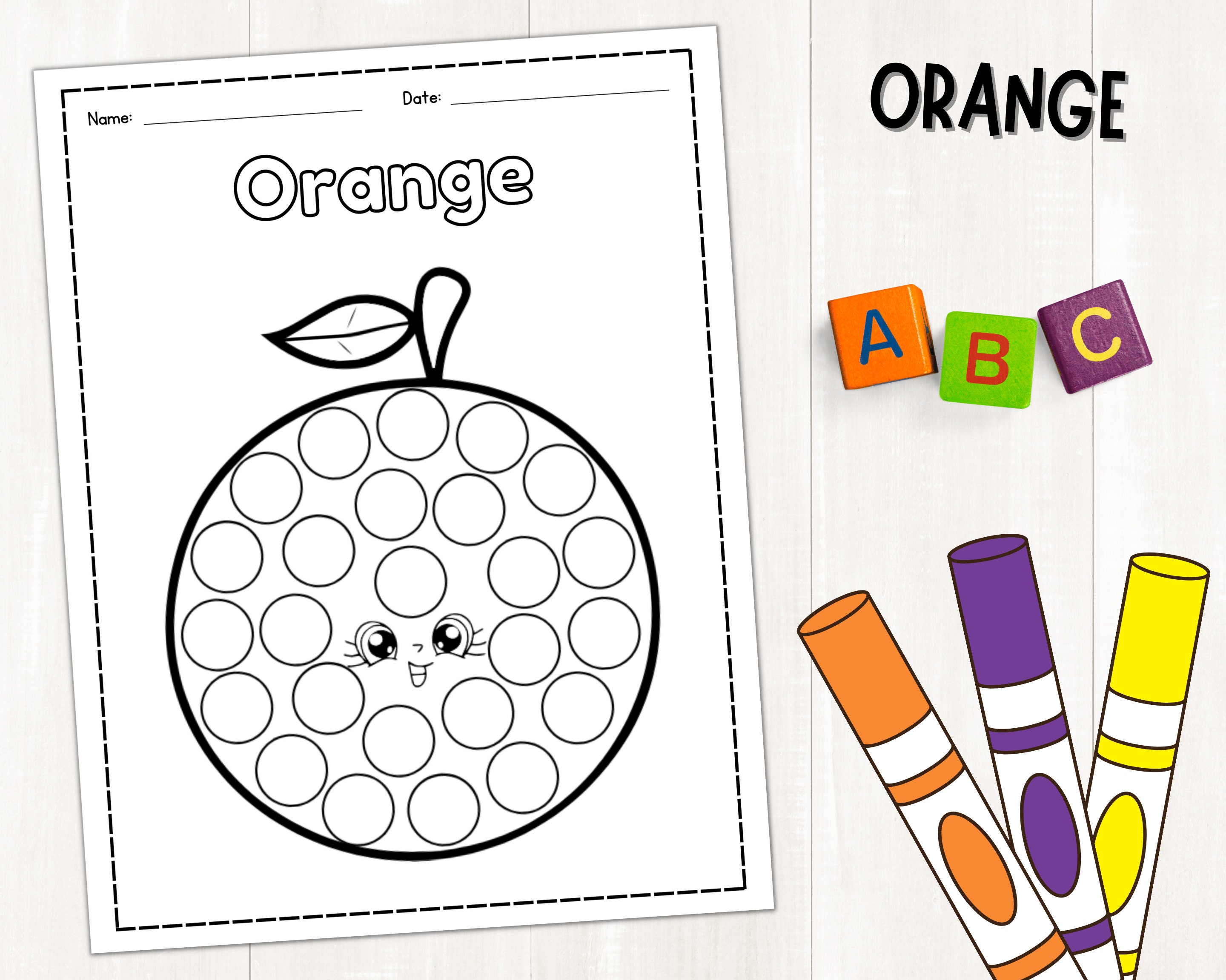 Kawaii Fruit Dot Marker Printables Fruit Do a Dot Coloring Pages for ...
