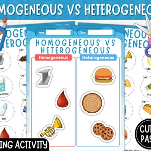 Heterogeneous and Homogeneous Mixtures Sorting Activity | Cut and Paste ...