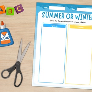 Four Seasons Sorting Activity | Cut and Paste | Seasons Matching Game ...