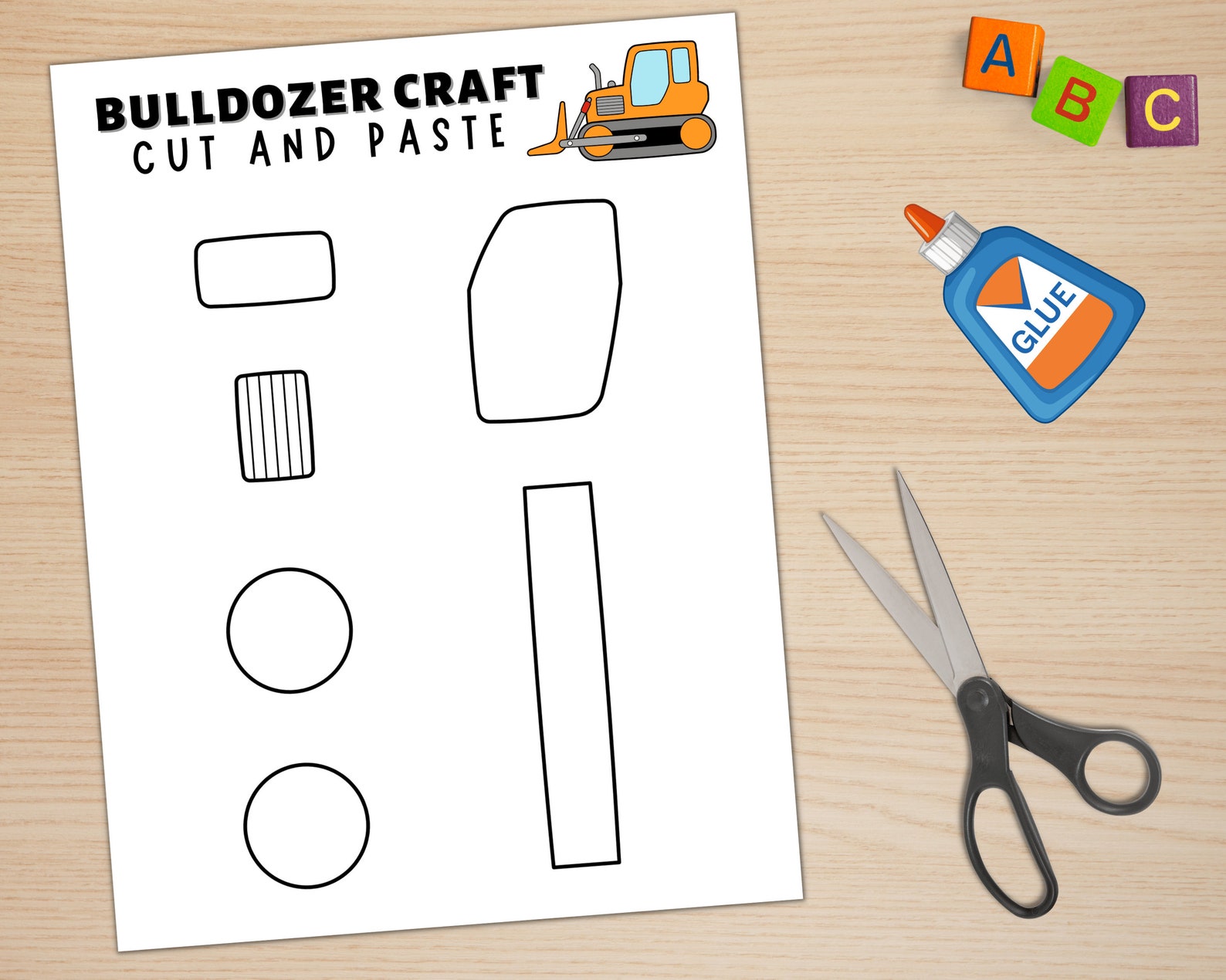 Bulldozer Craft Template Printable Pdf Construction Vehicle Craft Build ...