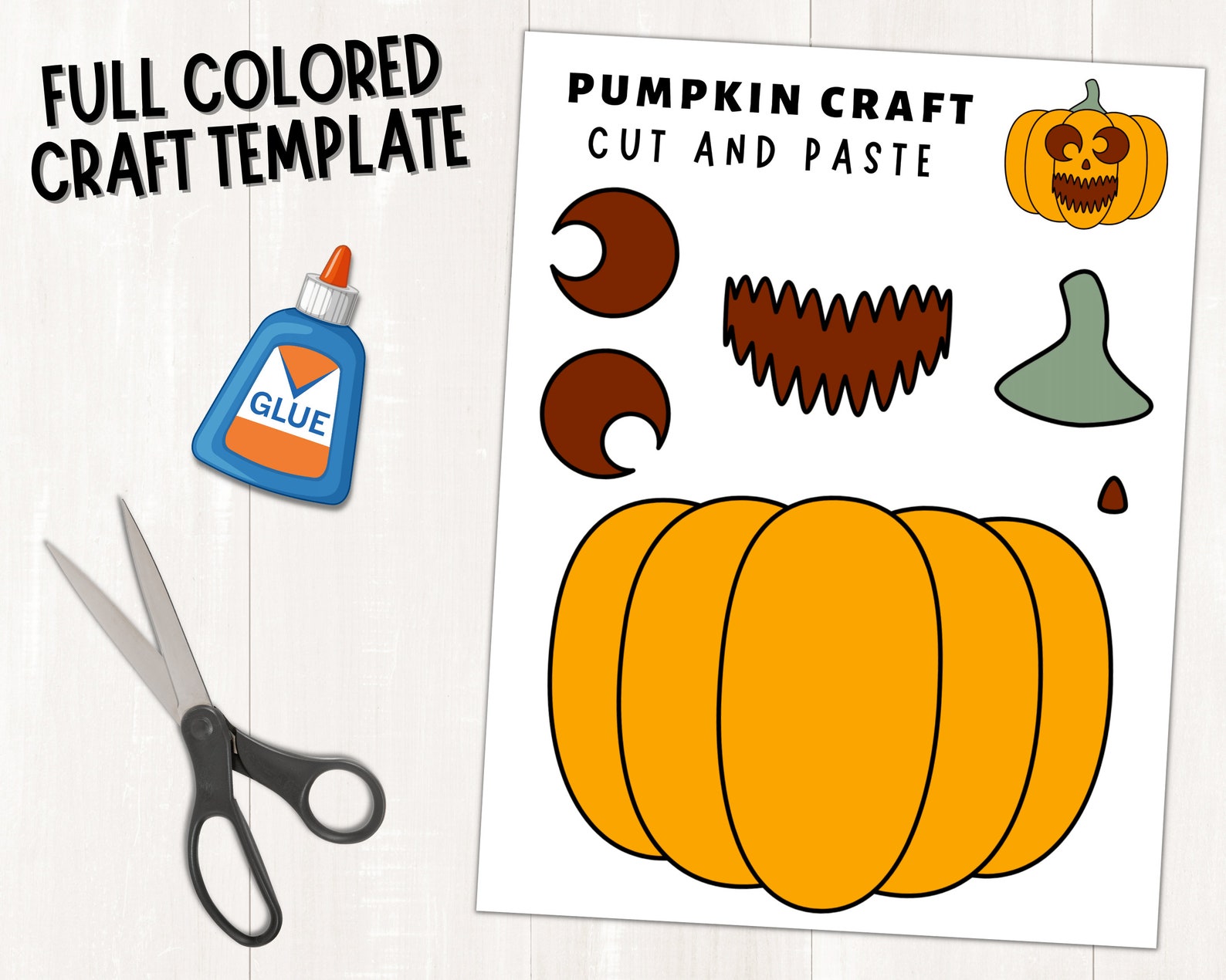 Printable Pumpkin Craft for Kids | Halloween Activities | Color, Cut ...