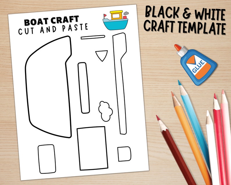 Boat Craft Template, Transportation Activities, Boat Cut & Paste Craft ...