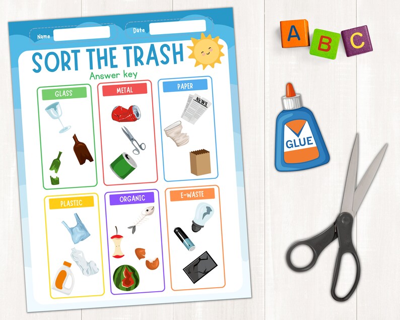Trash Sorting Activity Printable Worksheets Earth Day Activities ...