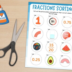 Fractions Sorting Activity | Cut and Paste | Fractions Activity Sort ...