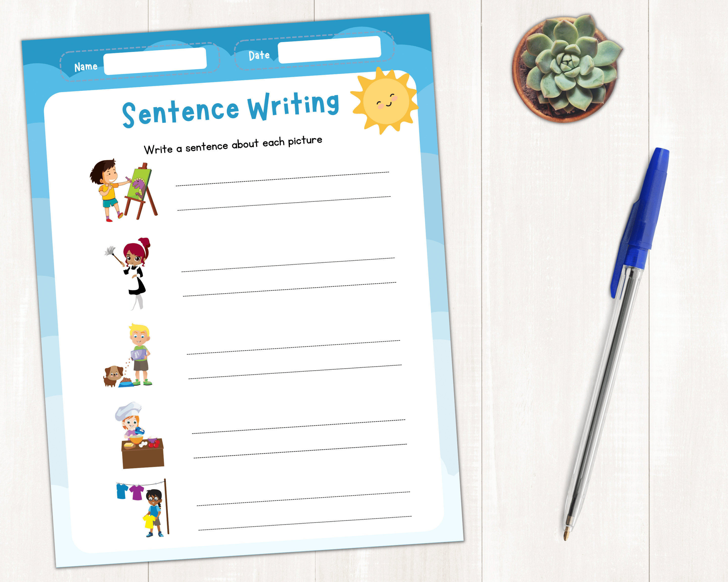 Writing Complete Sentences About Picture Worksheets, Picture Writing ...