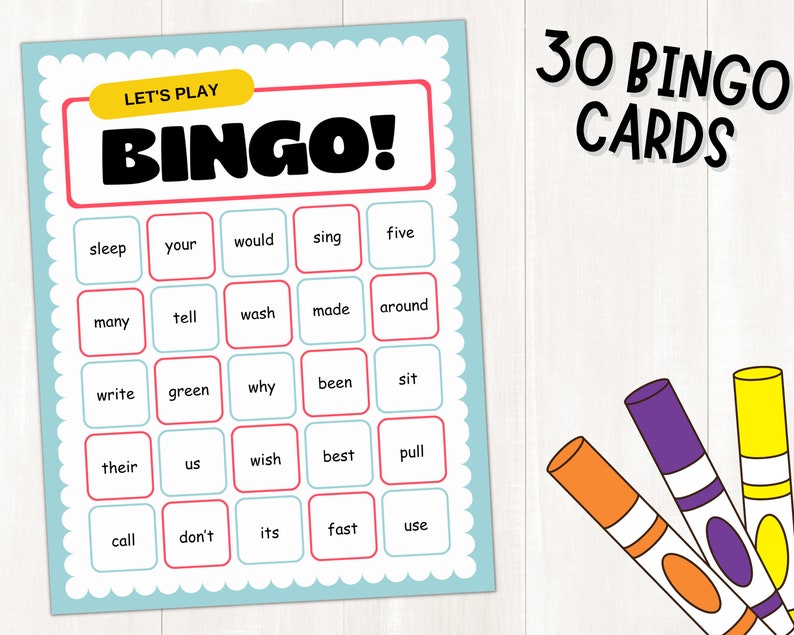 Sight Words Bingo Game for 2nd Grade | High-frequency Words for 2nd ...