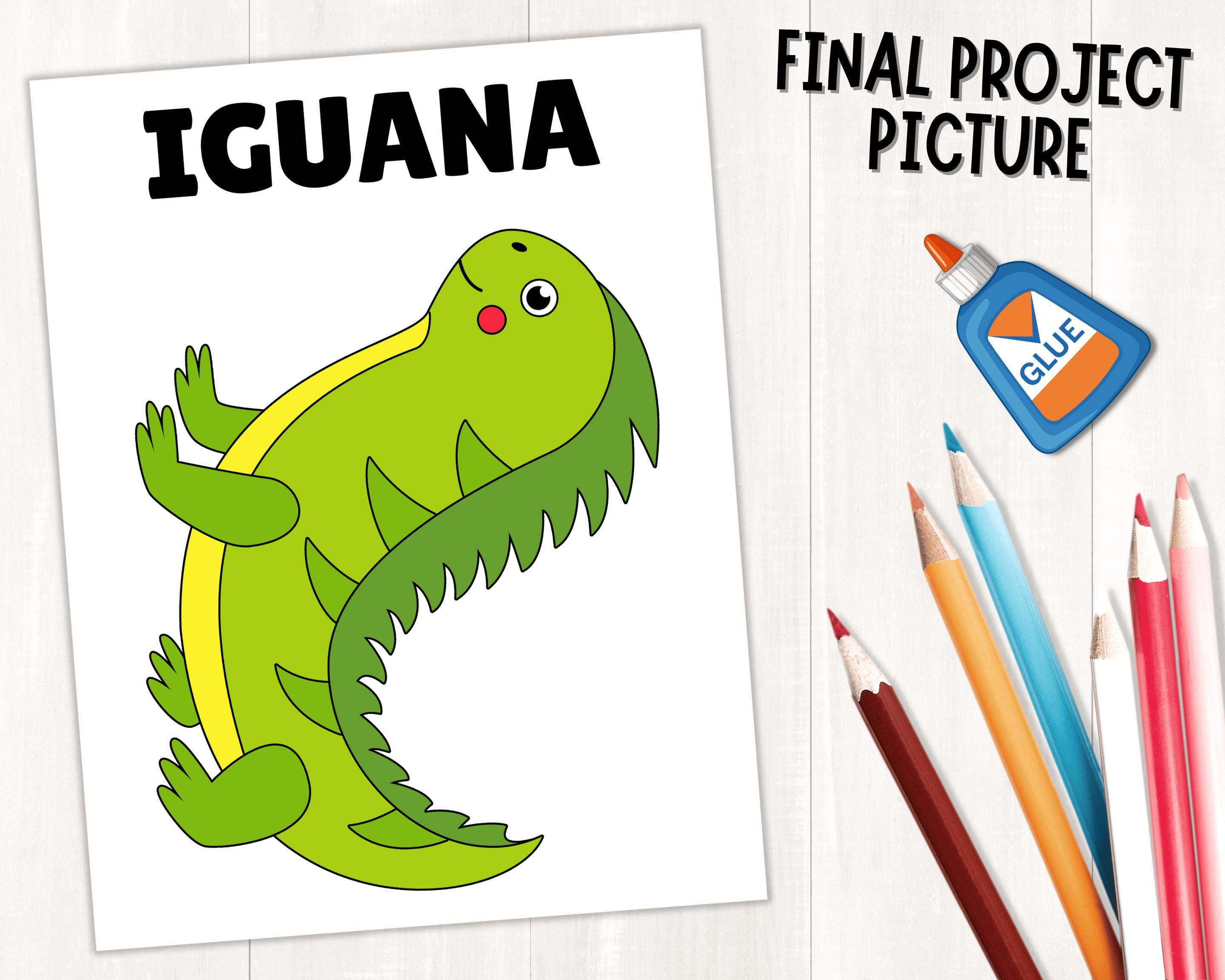 Printable Iguana Craft Template | Rainforest Animal for Kids | Reptile ...