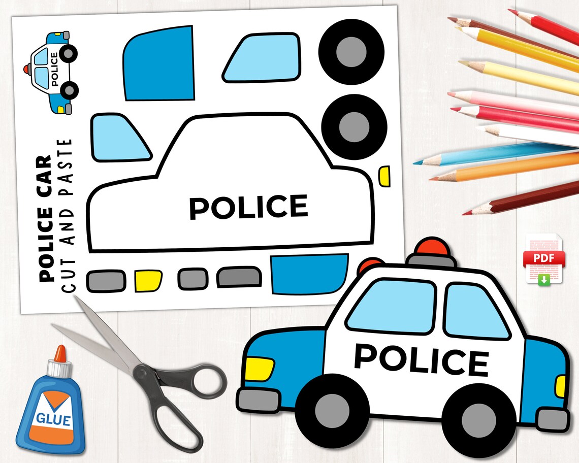 Printable Police Car Craft | Transportation Craft | Build a Police Car ...