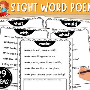 Sight Word Poems | Sight Word Activity | Worksheets | Read & Draw ...