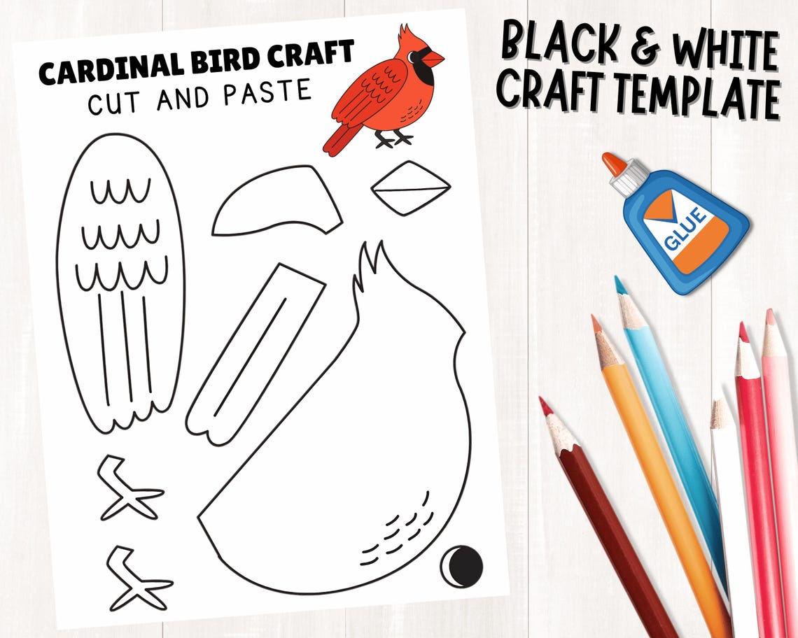 Printable Cardinal Craft for Kids: Winter Bird Coloring Page (PDF ...