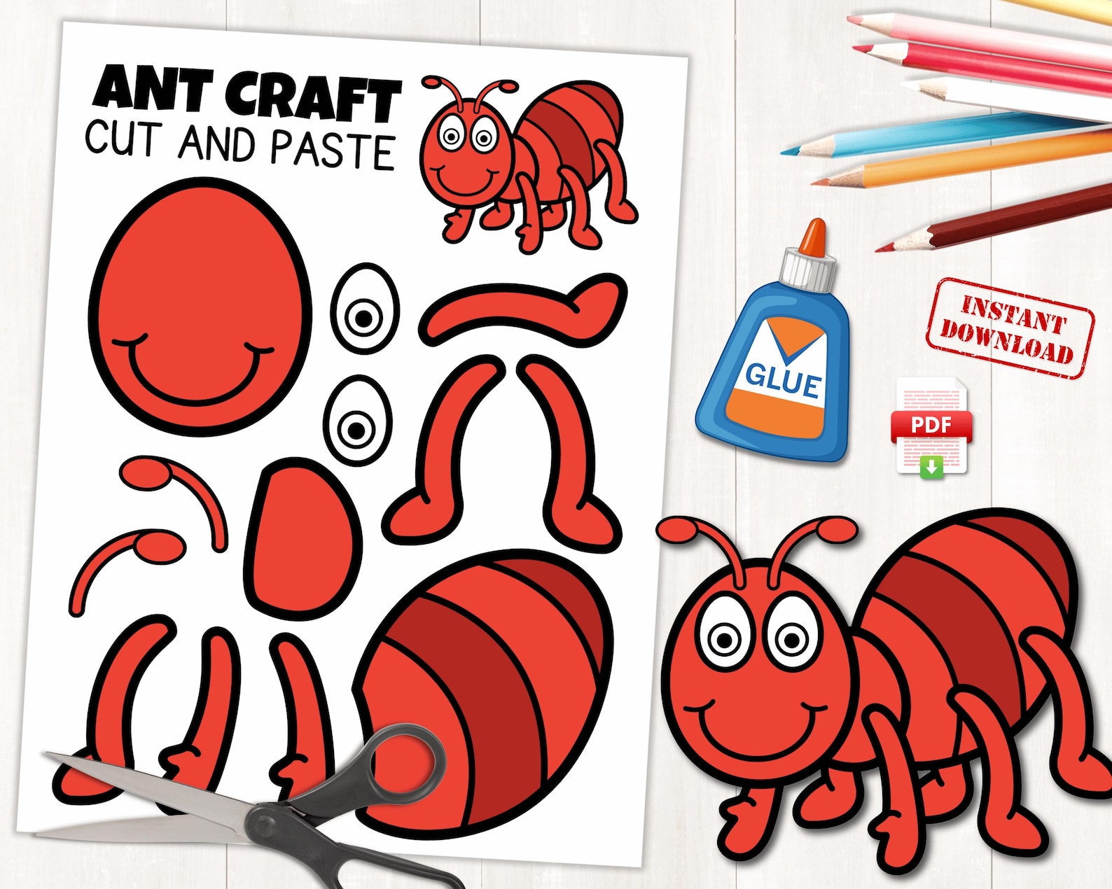 Printable Ant Craft Template, Spring Activities, Insect Craft, Summer ...