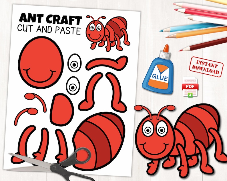 Printable Ant Craft Template, Spring Activities, Insect Craft, Summer ...