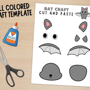 Bat Craft Printable Template, Halloween Craft, Bat Coloring Page, Build ...