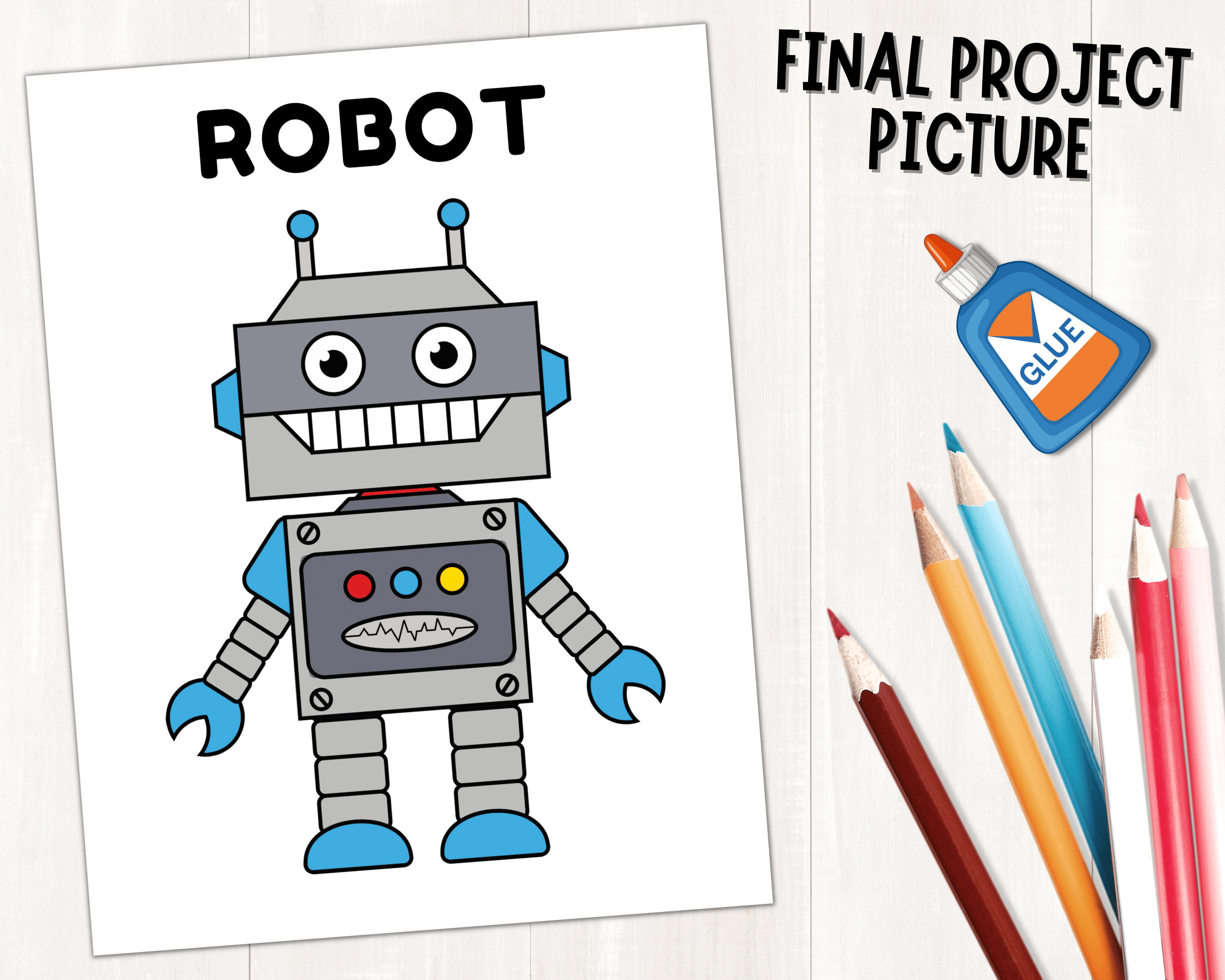 Printable Robot Craft Template for Kids Build a Robot Color, Cut, and ...