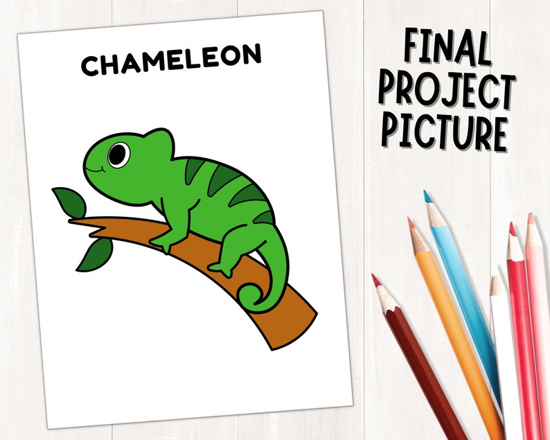 Chameleon Craft for Kids, Printable Template, Rainforest Activities ...
