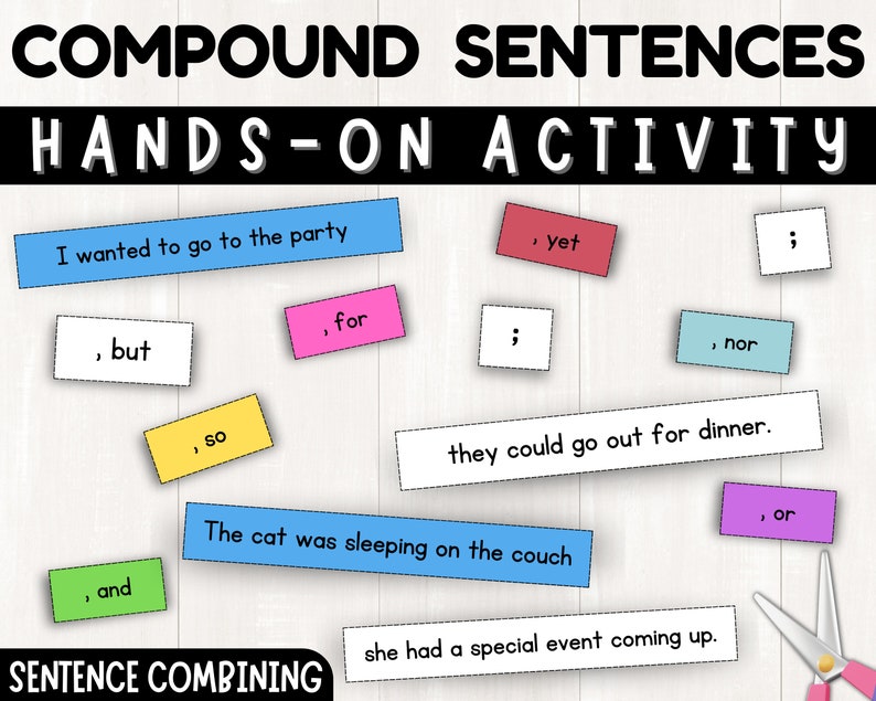 Compound Sentences Hands-on Activity | Sentence Building Activity ...