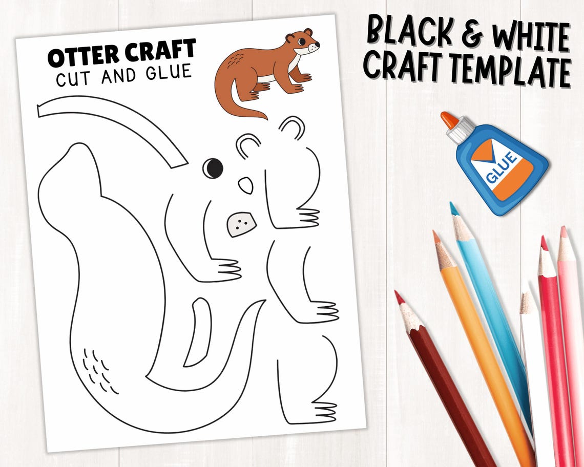 Otter Craft Printable | Animal Craft Activity for Kids | Coloring Page ...