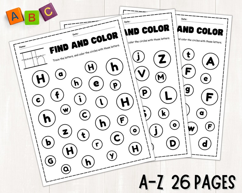 Alphabet Find and Color Worksheets | Alphabet Letter Recognition ...