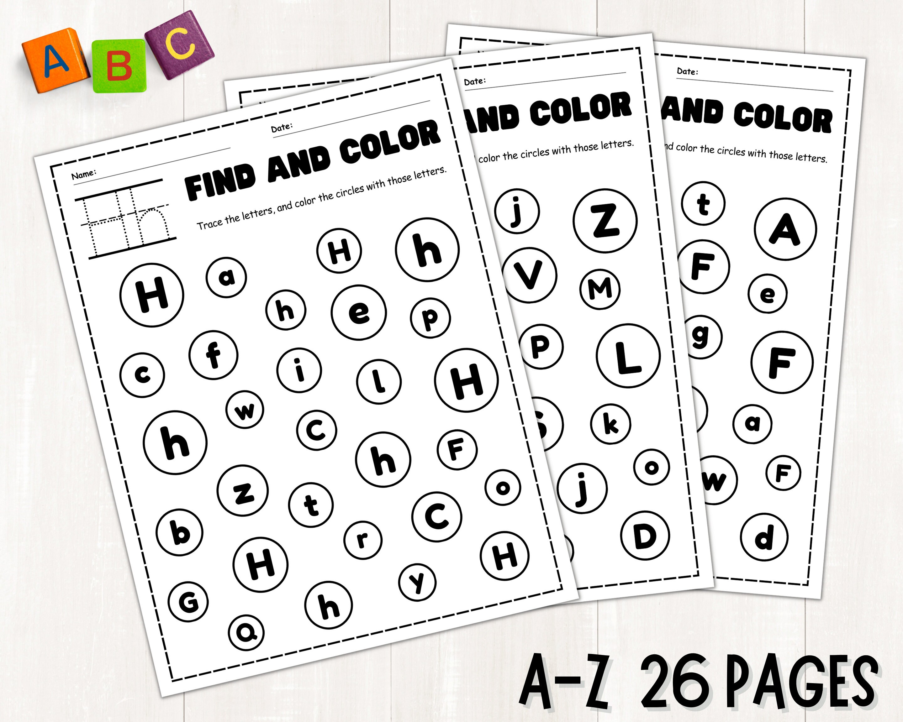 Alphabet Find and Color Worksheets | Alphabet Letter Recognition ...