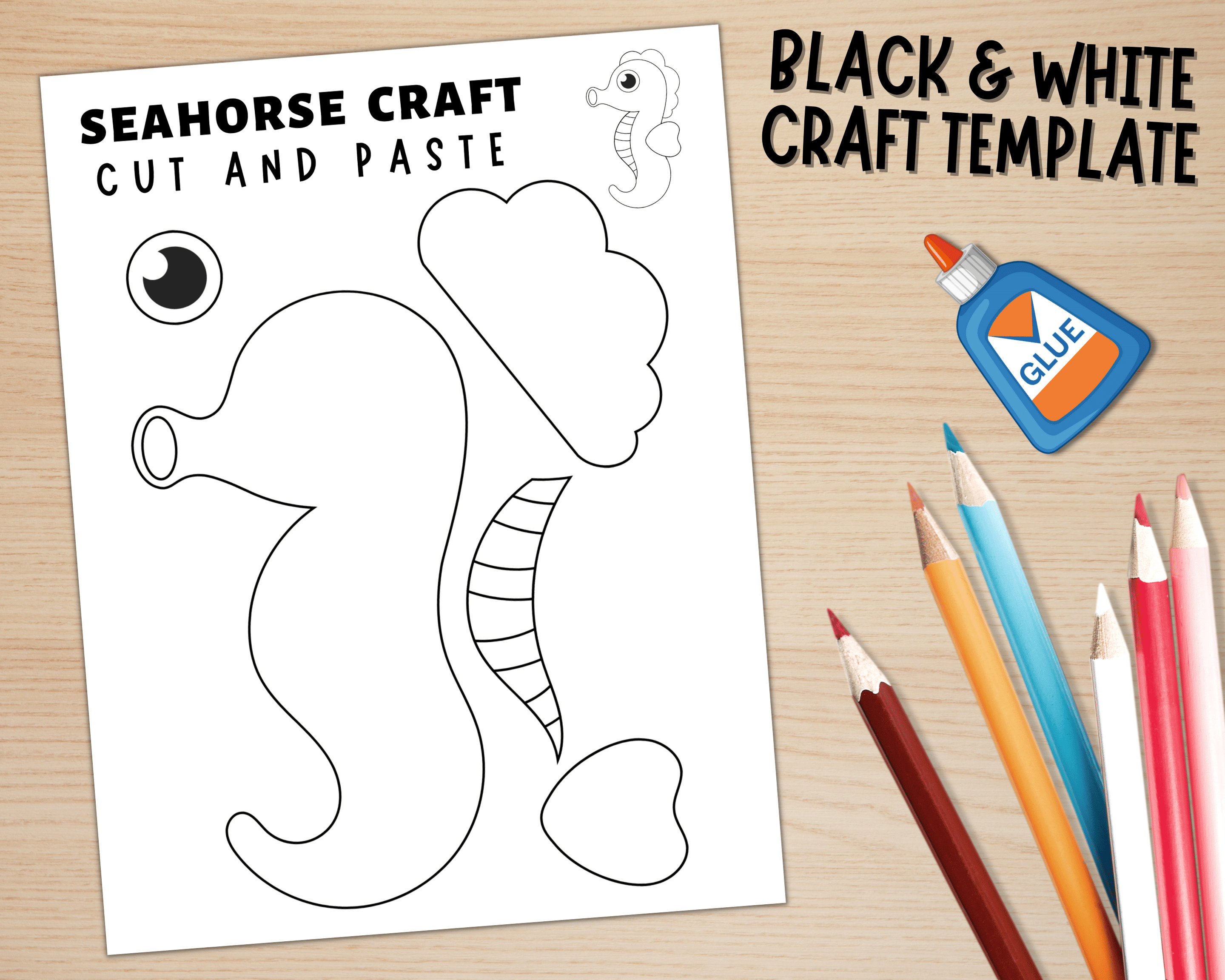 Seahorse Craft Sea Life Activities Ocean Animal Craft Cut & Paste ...
