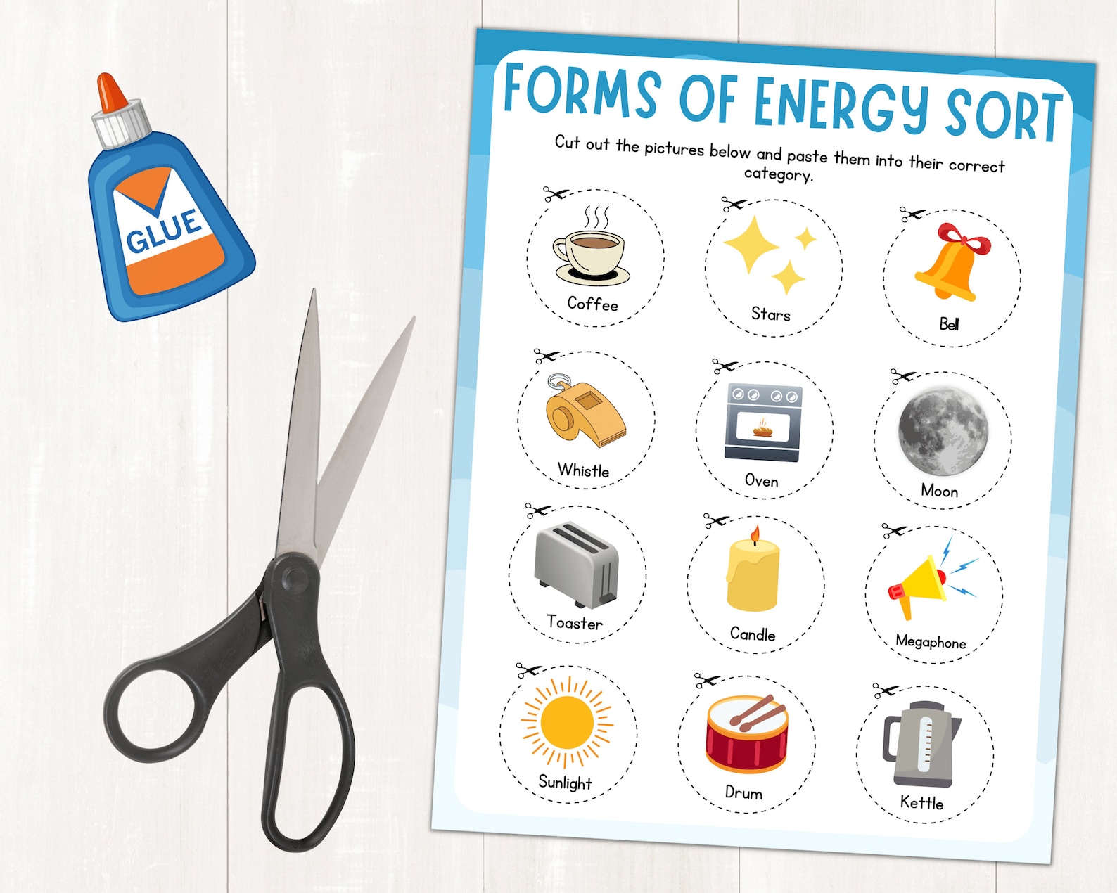 Forms of Energy Sorting Activity | Picture Sort | Heat, Light, & Sound ...