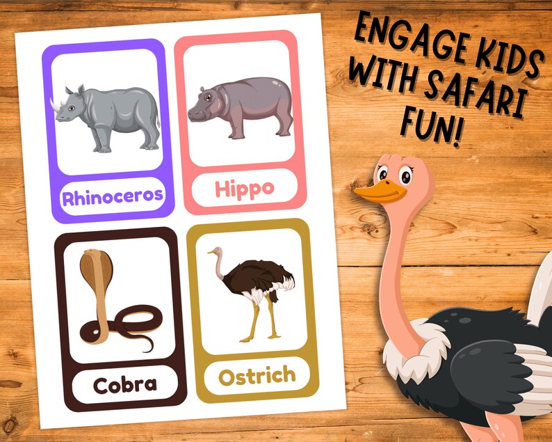 African Animals Printable Flashcards | African Animal Learning Cards ...