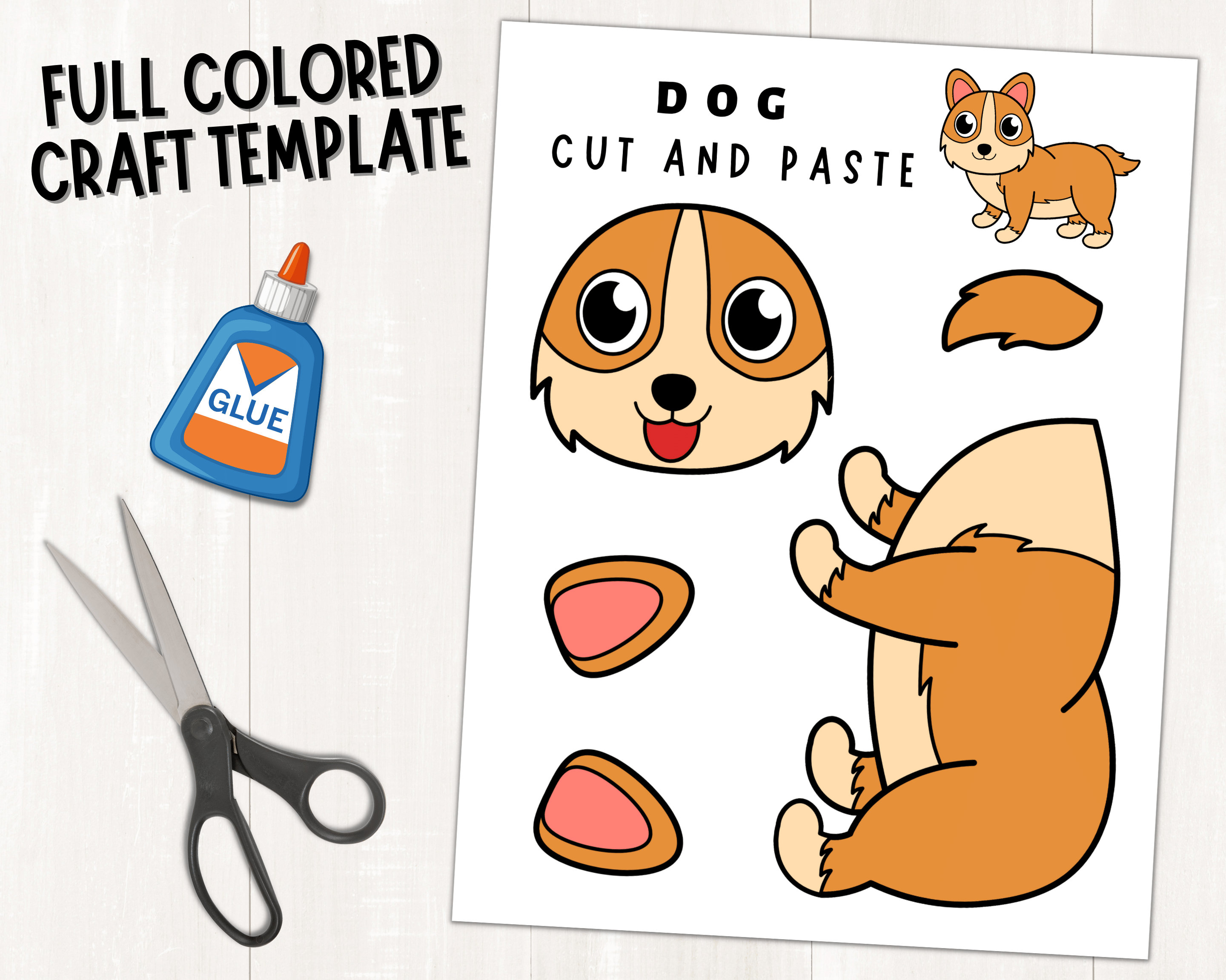 Printable Corgi Dog Craft | Pet Animal Craft | Farm Animal Activities ...