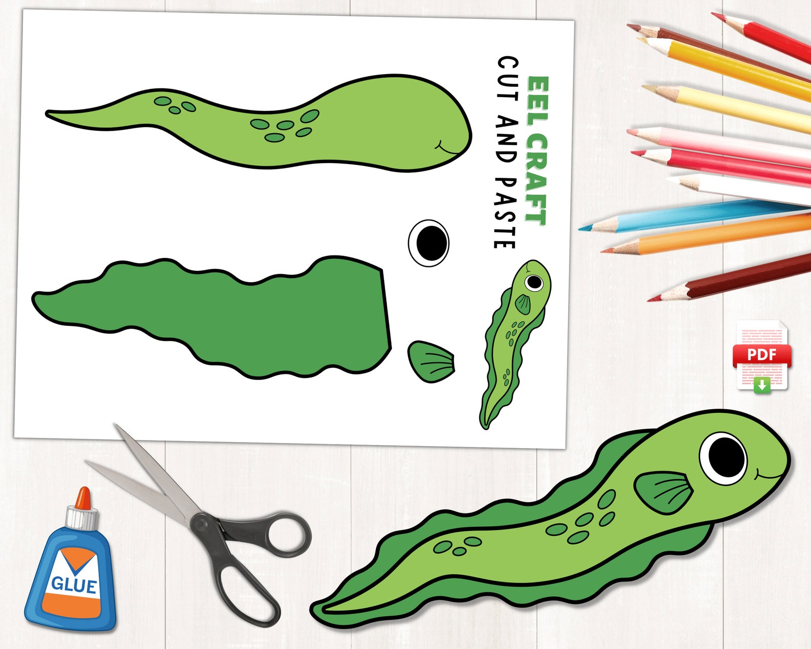 Eel Craft Template for Kids | Sea Life Activities | Ocean Animal Craft ...