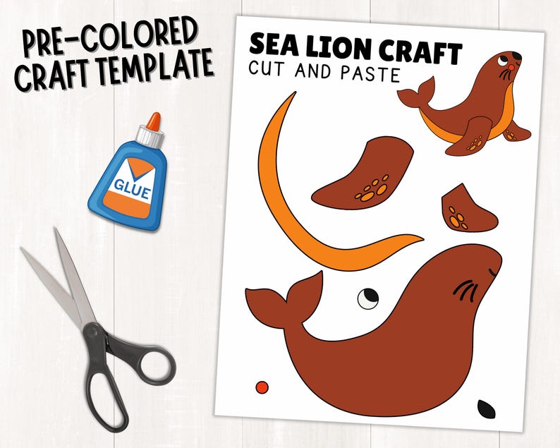 Sea Lion Craft for Kids | Printable Ocean Animal Cut & Paste Activity ...