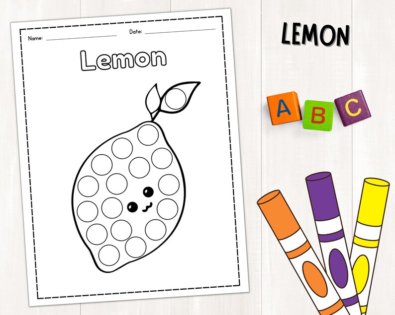 Kawaii Fruit Dot Marker Printables Fruit Do a Dot Coloring Pages for ...