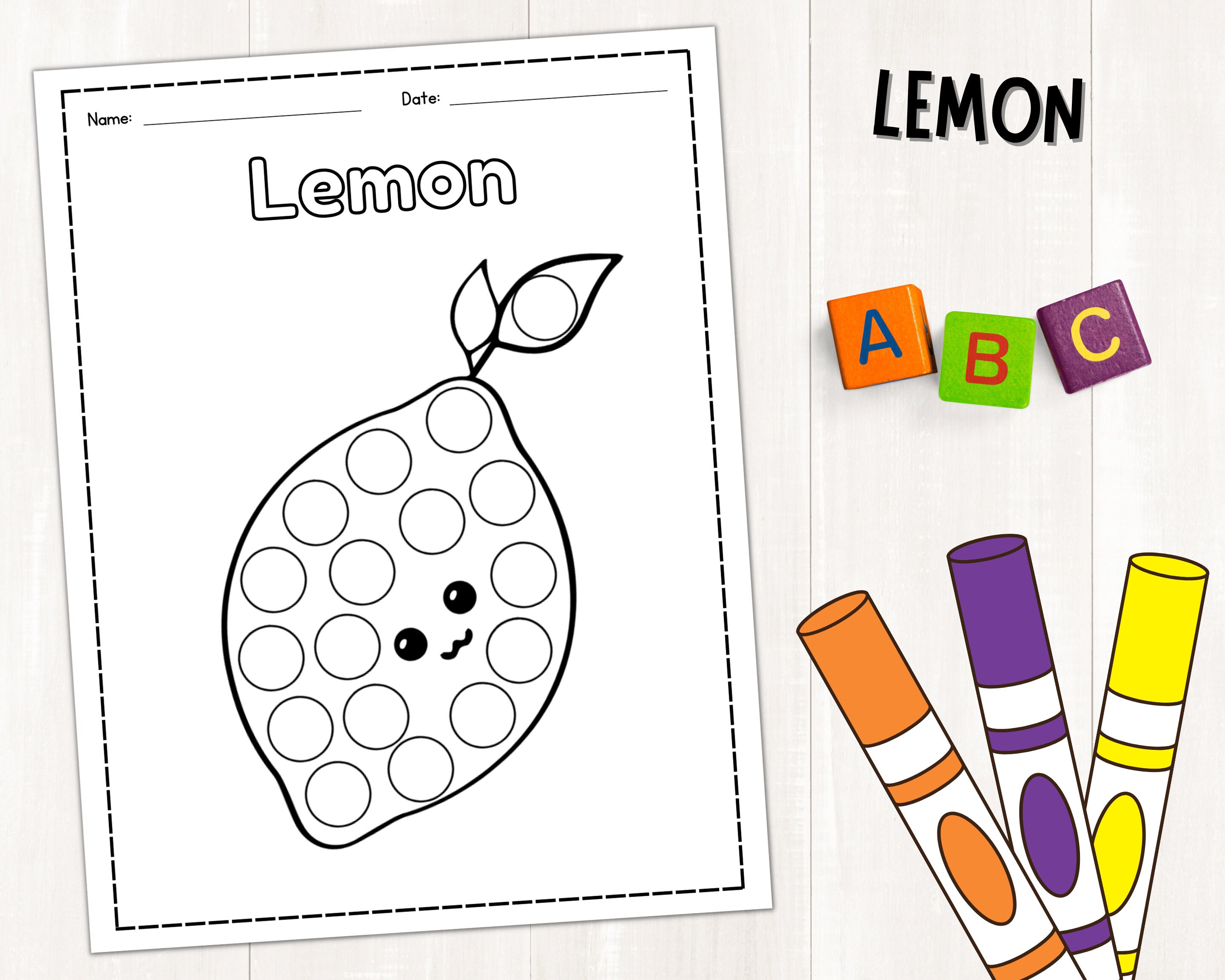 Kawaii Fruit Dot Marker Printables Fruit Do a Dot Coloring Pages for ...