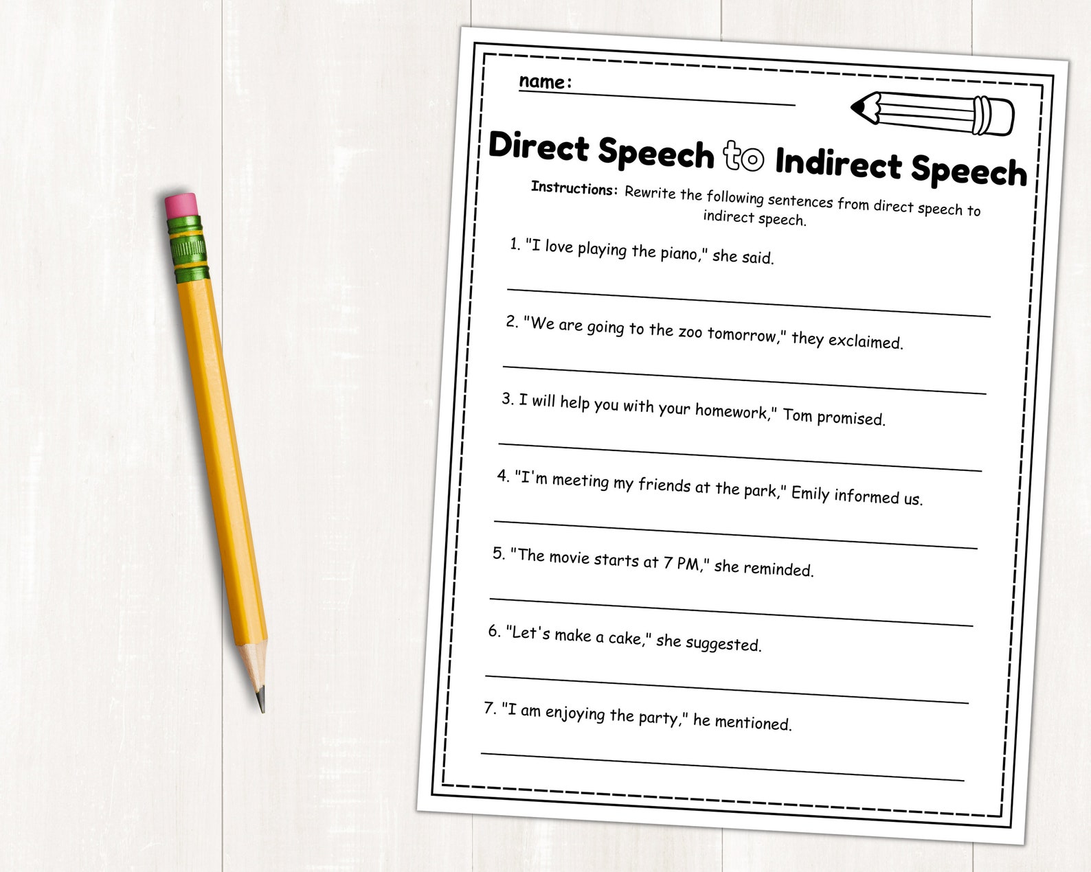 Direct and Indirect Speech Worksheets | Reported Speech | Identifying ...