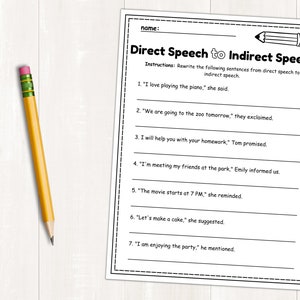Direct and Indirect Speech Worksheets | Reported Speech | Identifying ...