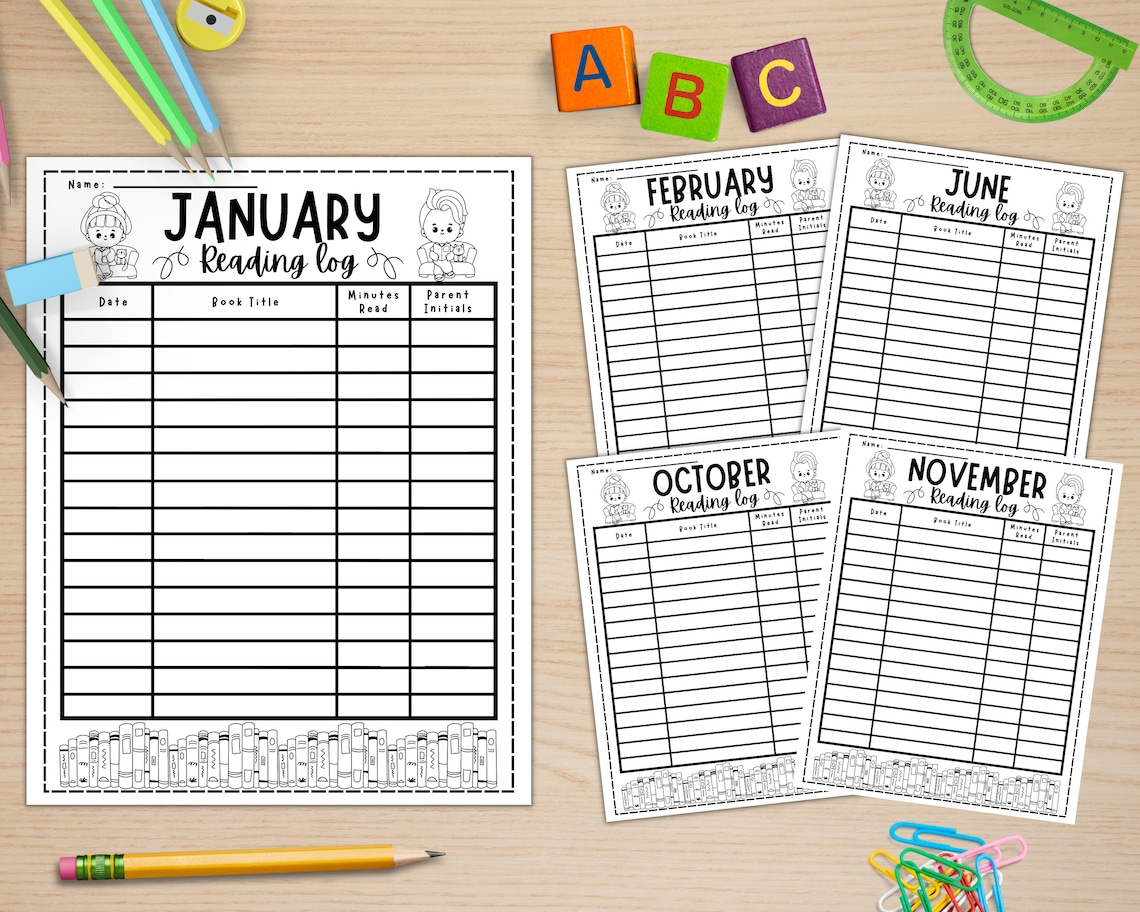 Monthly Reading Logs for Kids, Printable Monthly Reading Tackers ...