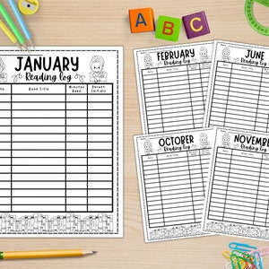 Monthly Reading Logs for Kids, Printable Monthly Reading Tackers ...