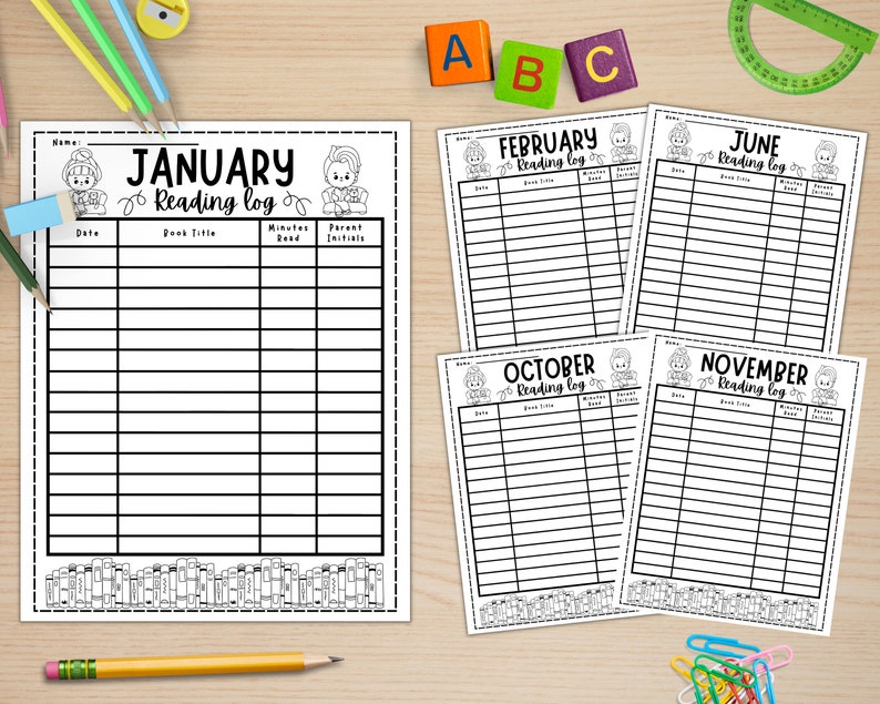 Monthly Reading Logs for Kids, Printable Monthly Reading Tackers ...