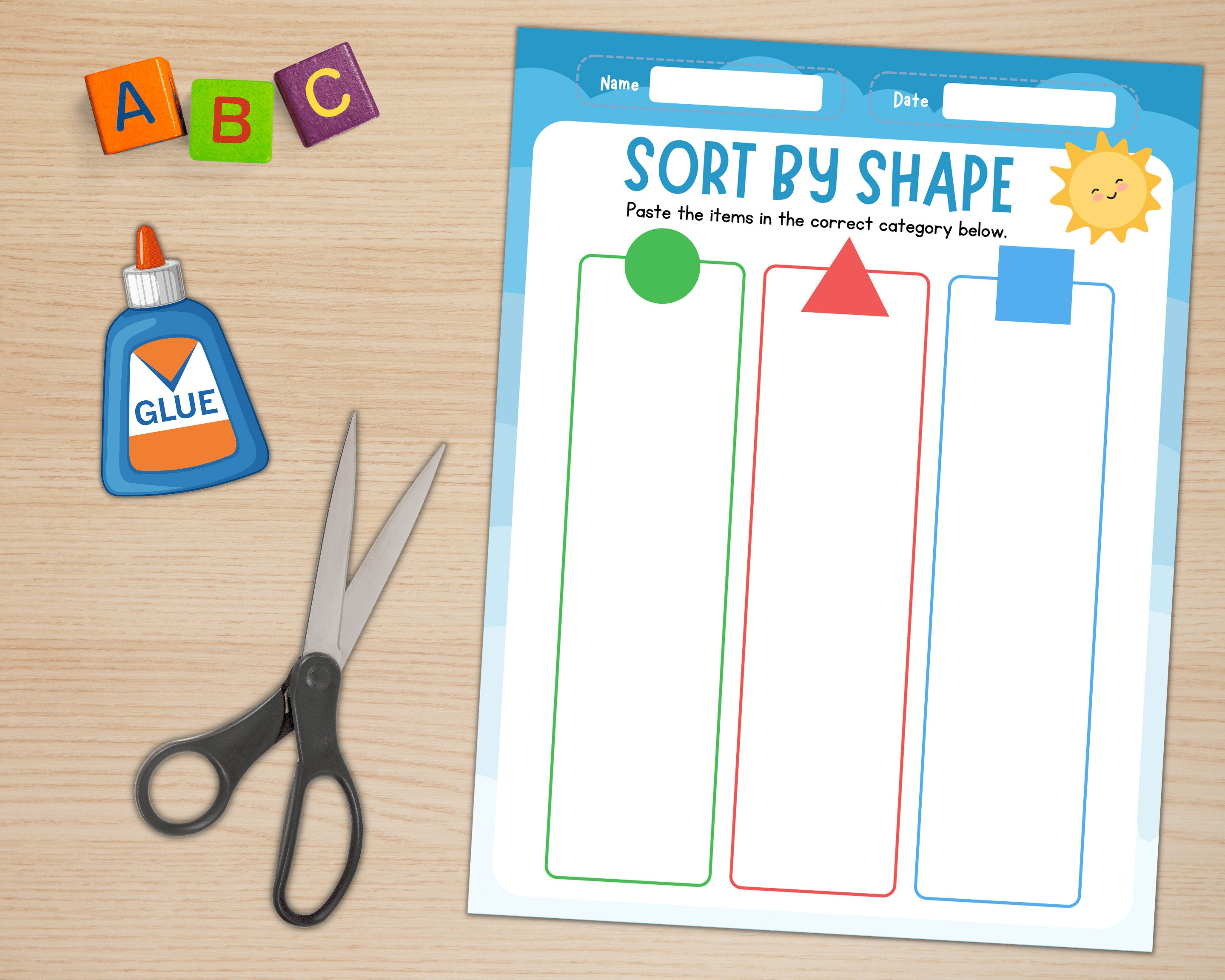 Sorting by Attributes Printable Worksheets | Sort by Shape | Sort by ...
