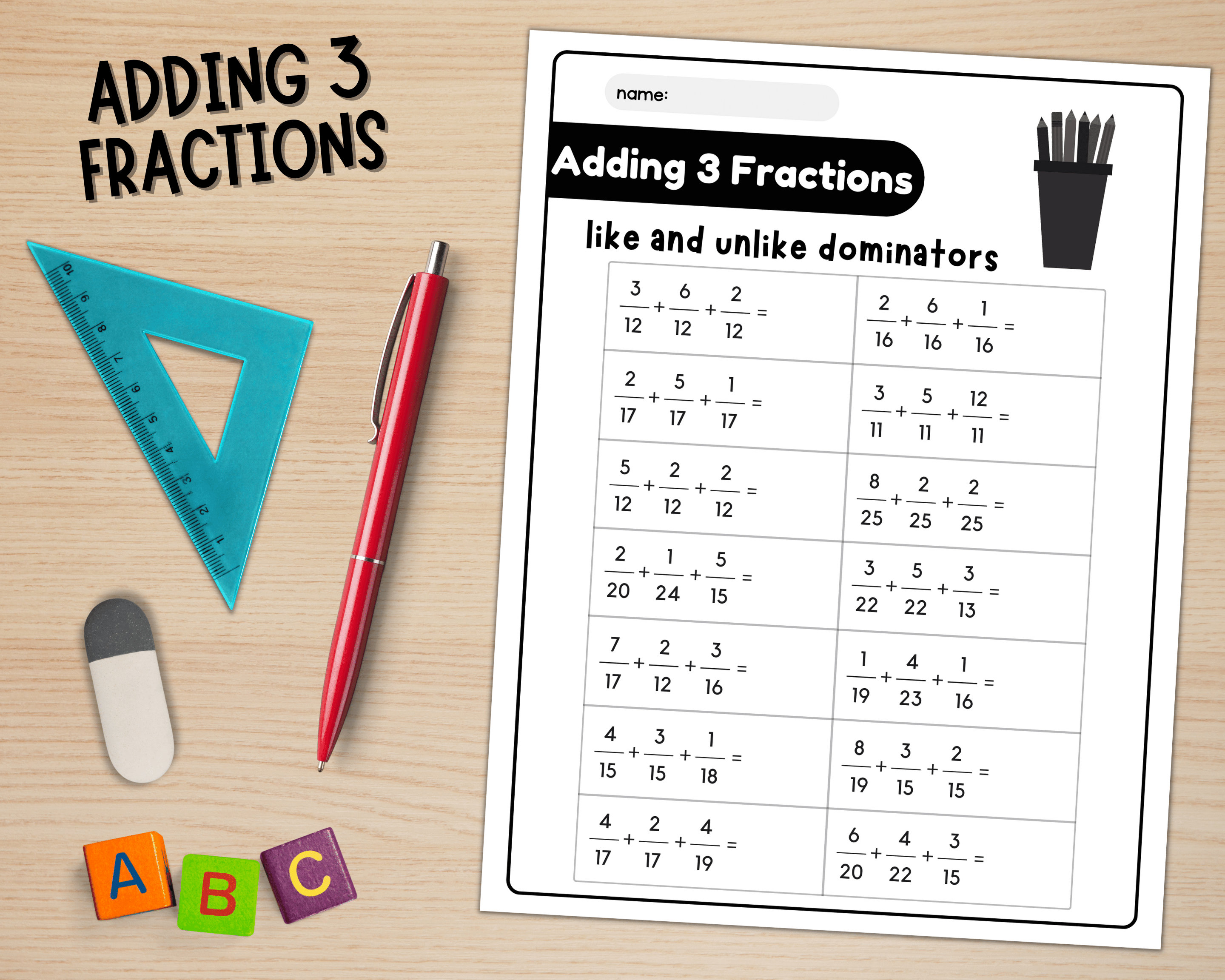 Adding and Subtracting Fractions Printable Math Worksheets, Grade 4th ...