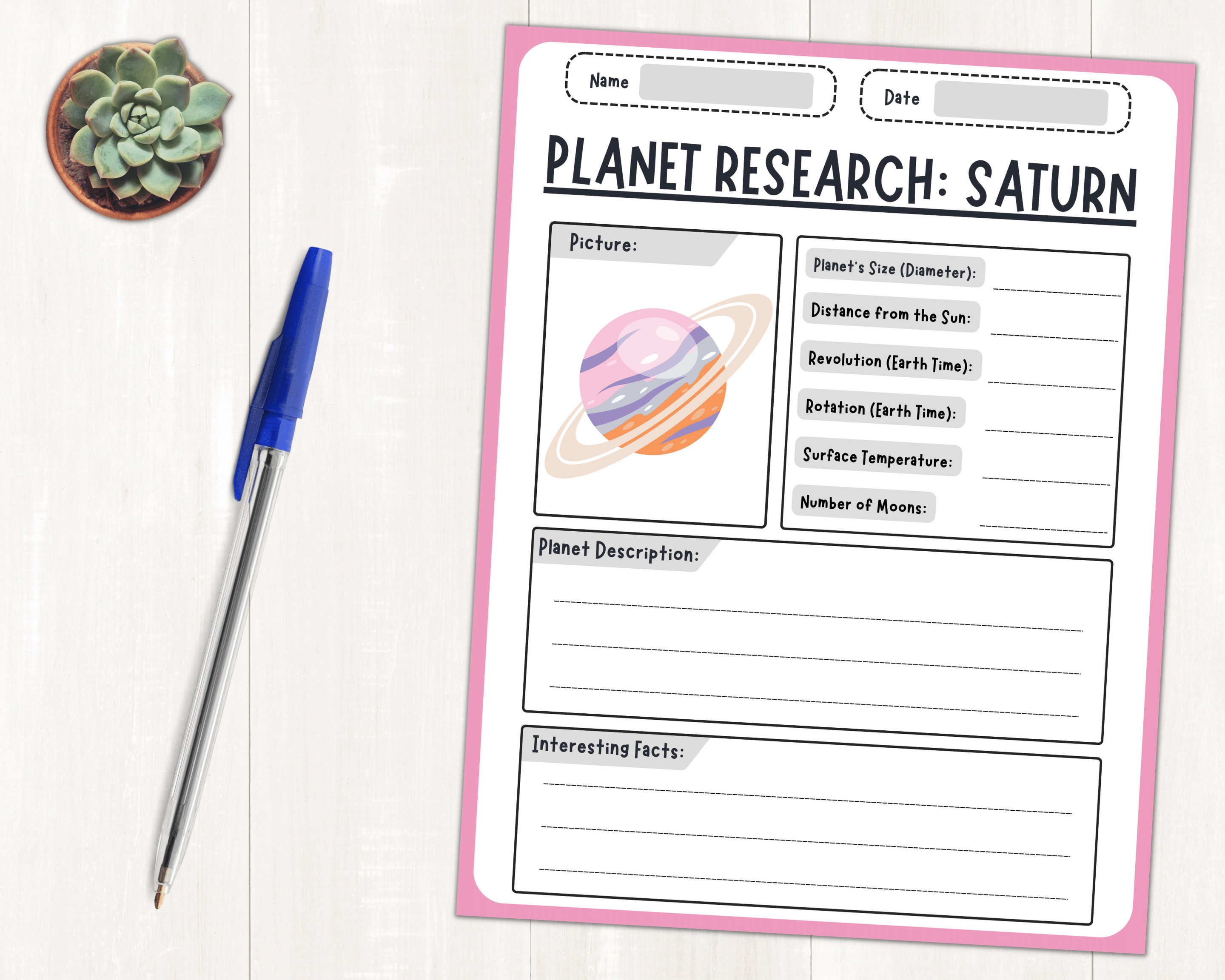 Solar System Planets Research Project Printable Templates, Planets Fact ...