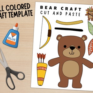 Printable Native American Craft | Bear Craft Template | Native American ...
