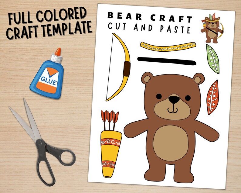 Printable Native American Craft | Bear Craft Template | Native American ...