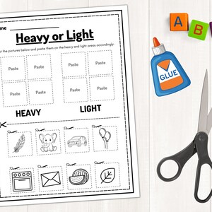 Comparing Weight Activities | Heavy and Light Sorting Cut & Paste ...